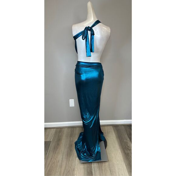 J.Angelique | Dresses | Jangelique Disa Dress In Teal Metallic Knit ...